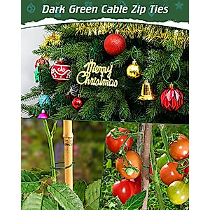 200pcs 4 Sizes Cable Zip Ties, Idemeet 12+10+8+4 Inch Heavy Duty PA66 Plastic Wire Ties, Premium Self-locking Nylon Cable Ties Decoration Tie Wraps for Gardening Fence Farming Grid Wall, Green