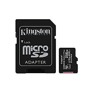 Kingston 256GB microSDXC Canvas Select Plus 100MB/s Read A1 Class 10 UHS-I Memory Card + Adapter (SDCS2/256GB)