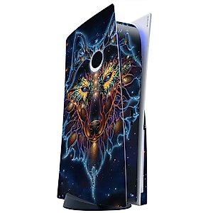 ITS A Skin Skins Compatible with Sony Playstation 5 Console Disc Edition - Protective Decal Overlay Stickers wrap Cover - Wolf Dreamcatcher Color