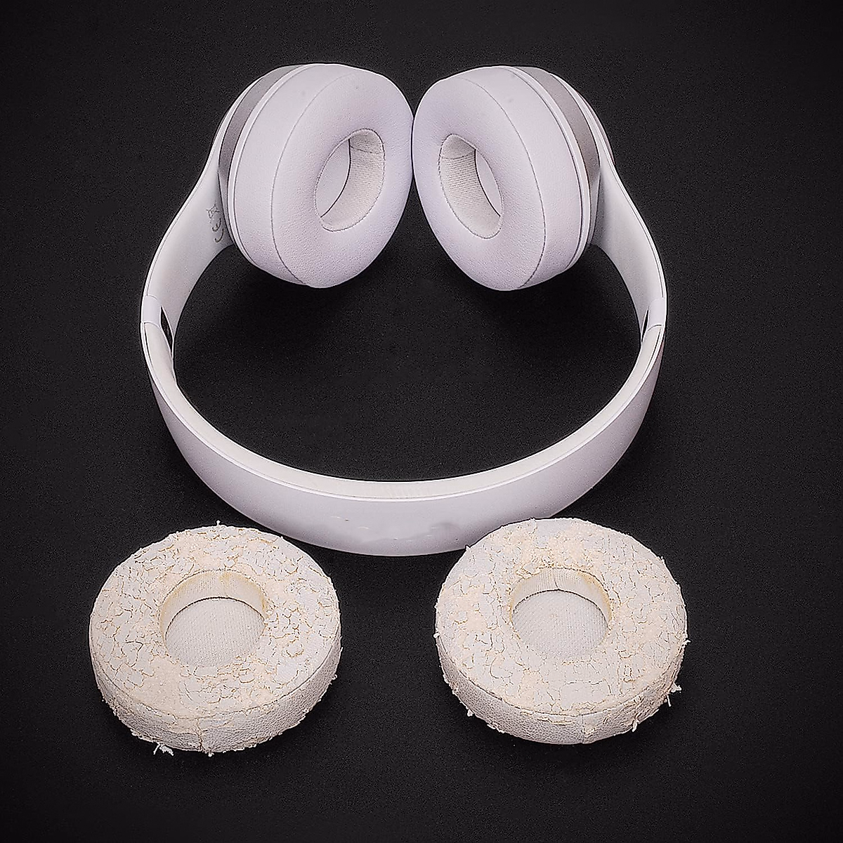 SoloWIT Earpads Cushions Replacement for Beats Solo 2 & Solo 3 Wireless On-Ear Headphones, Solo2 Solo3 Ear Pads with Soft Protein Leather, Added Thickness - (White)