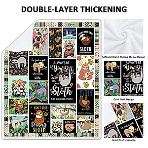 YunTu Sloth Throw Blankets Sloth Gifts for Women and Girls Sloth Lovers Super Soft Warm Sherpa Sloth Blankets for Kids and Adults