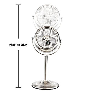 Mros Circulator Fan, Metal Stand up Pedestal Fan,Quite Silence Fan,3-Speed and Adjustable in Height for office, home, bedroom and living room especially ideal for ladies and babies(Brushed Nickel)