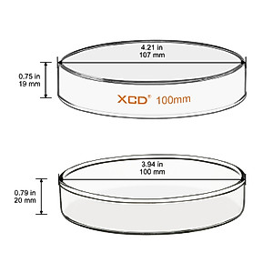 XCD Glass Petri Dishes, 10 Pack Borosilicate Glass Cell Culture Dishes Autoclavable Lab Dishes with Clear Lid for Laboratory Use, 100x20 mm