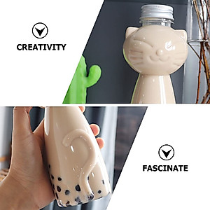 DOITOOL Reusable Bottles 5Pcs Clear Juice Bottles with Caps Cat Shaped Reusable Water Bottle Tea Container Empty Plastic Bottles for Juicing Smoothie Drinking and Other Beverages Smoothie Bottle