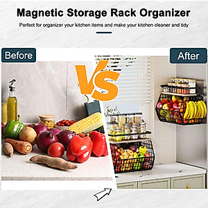 Clothink Magnetic Shelf for Fridge, Onion and Potato/Spice/Snacks/Fruit and Vegetable Storage and Organizer, Wire Basket for Pantry, Kitchen Countertop, RV and Laundry
