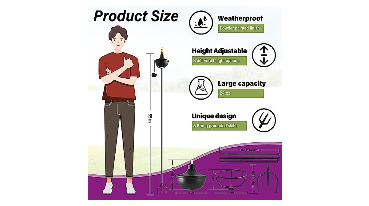 FAN-Torches 24 Oz Outdoor Garden Torch Set of 6 - Stylish & Weatherproof