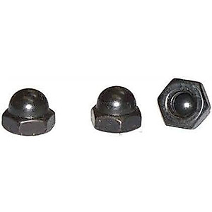 1/4-20 Acorn Cap Hex Nuts Black Oxide (Carton: 100 pcs) Closed End Low Crown Steel Smooth Rounded Cover