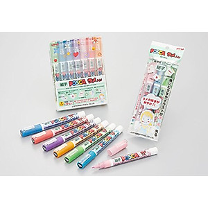 Mitsubishi Pencil Posca PC3ML.4 Water-Based Pen, With Glitter, Fine Point, Round Tip, Orange, 10 Pieces