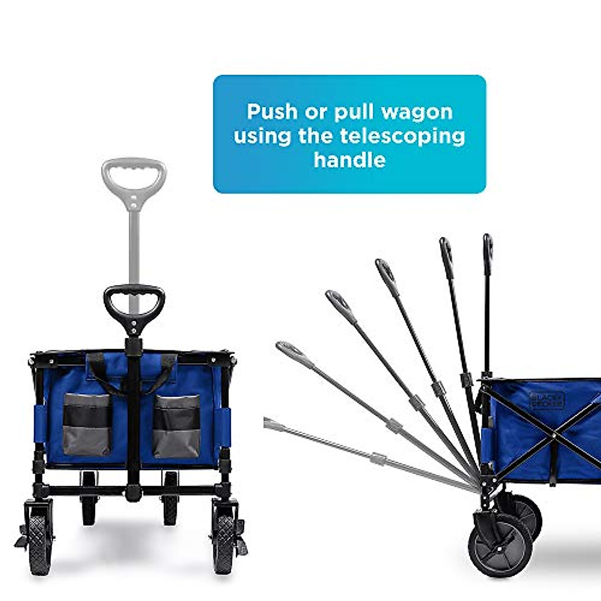 BLACK+DECKER Utility Wagon, Collapsible/Folding Wagon, Blue (BDSTCTBL02)