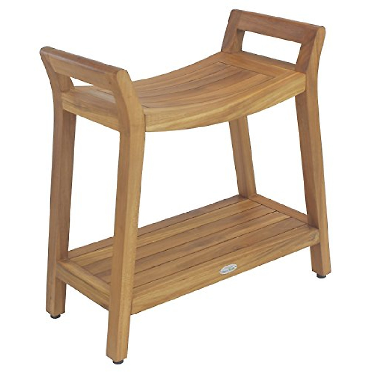 AquaTeak Patented Asia Ascend Teak Shower Bench with Elevated Height and Shelf