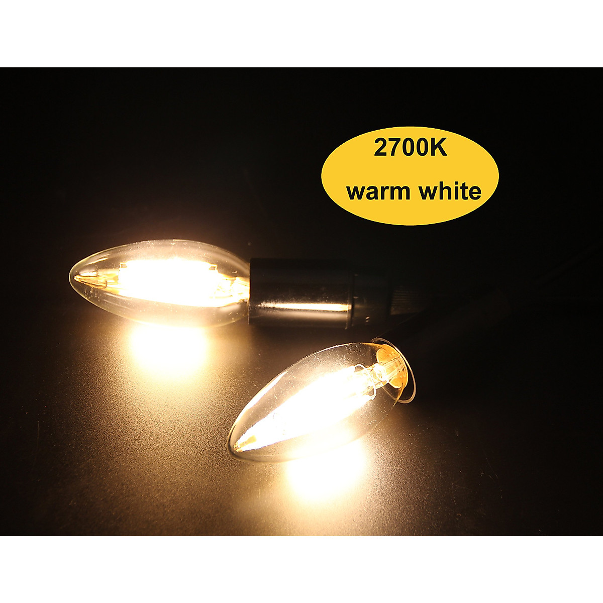 BRIMAX 4W E12 Candelabra Led Bulbs Dimmable, 40 Watt Equivalent, 2700K Warm Glow, C35 B11 Filament Led Candle Light Bulbs for Foyer Chandeliers, Celling Fans and Other Wall Fixtures, 6Pack