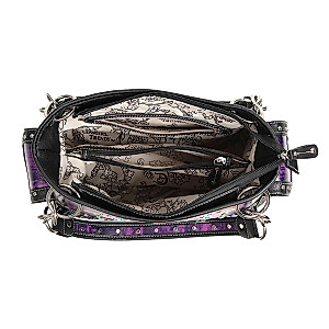 Colorful Dragonfly Western Style Spring Rhinestone Studded Purse Leather Country Handbag Women Shoulder Bag Wallet Set (#2 Purple)