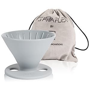 Qullai The Original JavaFlex Premium Foldable Silicone Pour Over Coffee Maker and Storage Pouch. Uses #2 V60 Cone Coffee Filters