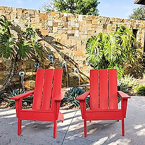ResinTeak Adirondack Chairs Set of 2, Outdoor Patio Furniture for Fire Pit, Yard, and Deck, Poly Lumber Finish, Modern Collection (Red)