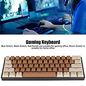 Sanpyl Wired Mechanical Keyboard, 61 Keys Mechanical PC Gaming Keyboard Color Mixing Quick Response Ergonomic Wired Keyboard for Windows for Android for iOS(Tea Shaft)