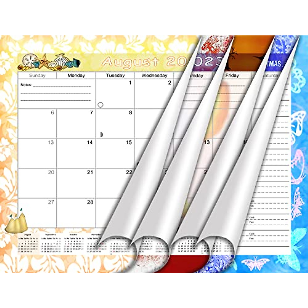 2023-2024 Academic Year 12 Months Student Calendar/Planner in Protective Sleeve for 3-Ring Binder, Desk or Wall -v003