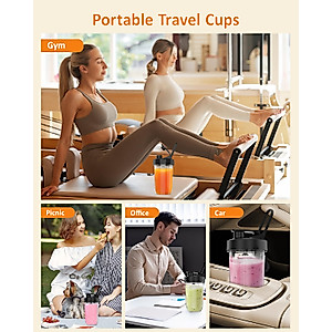 Smoothie Blender, 1000 W Upgraded Compact Personal Blender for Shakes and Smoothies, Juice, Frozen Drinks, Sauces & More, Smoothies Maker with 2 * 26 Oz To-Go Cups, 2*Spout-Lids