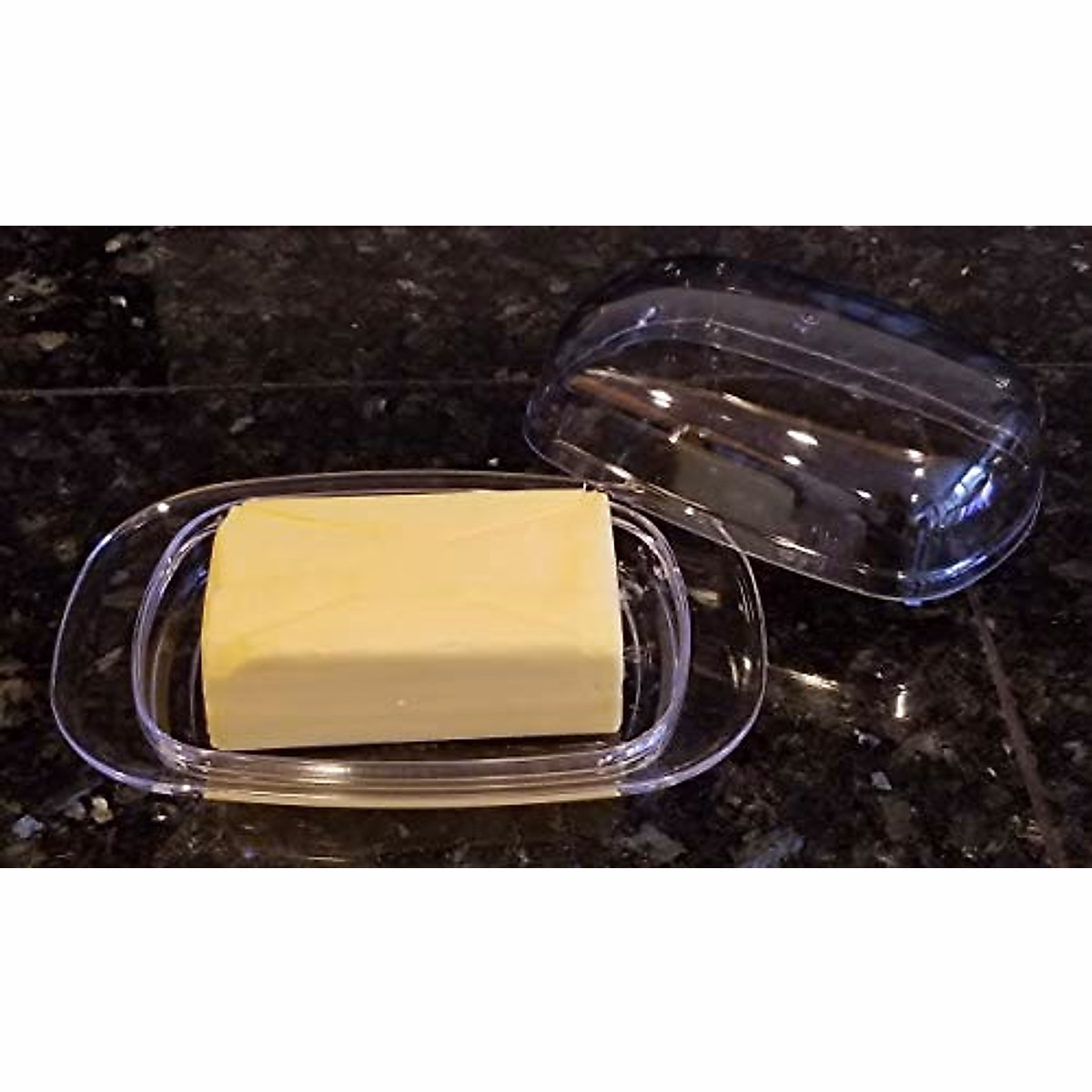 Handy Housewares Large Double-Wide Clear Acrylic Butter Serving Storage Dish with Lid