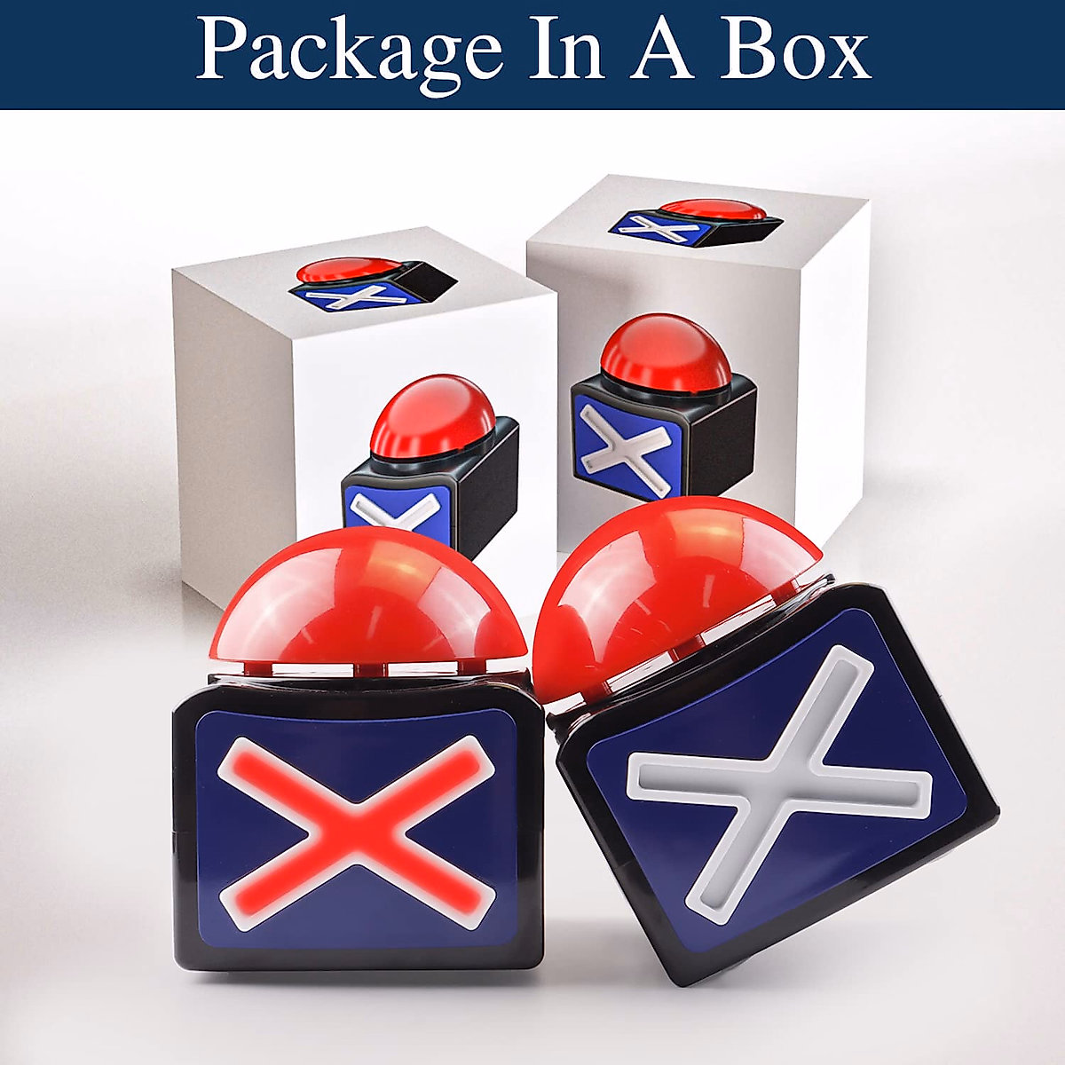 BEAN LIEVE Game Buzzers with Sound - 2 Pack Buzzer Button with Lights, Game Show Buzzers for Family, Quiz Game Buttons Perfect for Game Night & Trivia Club & Classroom (Black)