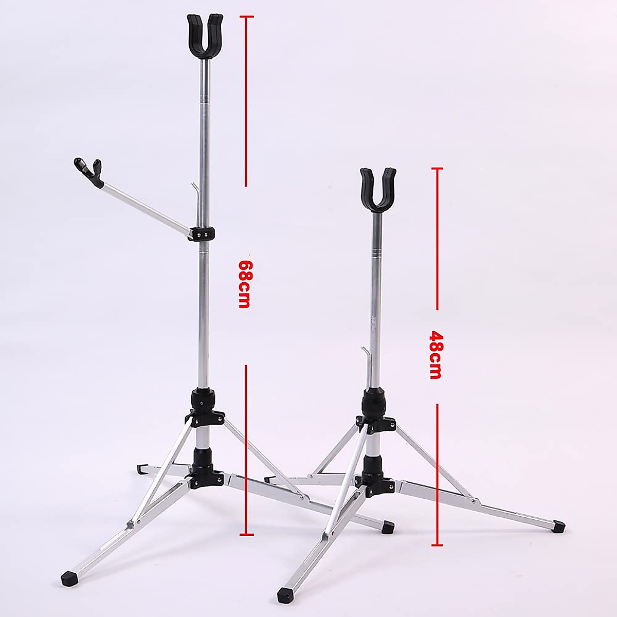 BICASTER Archery Bow Stand Full CNC Machined Aluminum Steel Heavy Duty Automatic Open/Fold for Recurve Bow Longbow Takedown Bow (Silver Short)