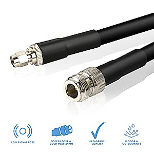 Nelawya 40ft Lora Antenna Cable N Female to RP-SMA SMA Male KMR400 Low Loss Extension Coaxial Cable for LoRa WiFi 4G LTE LoRaWan Antenna Bobcat Nebra RAK Helium Hotspot HNT Miner Mining Antenna