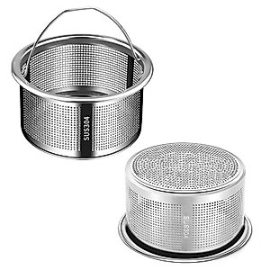 Kitchen Sink Strainer 304 Stainless Steel Rust Free, Kitchen Sink Drain Strainer with Handle 3" Diameter 1.6" Deep for Kitchen Sinks (2 Pack)