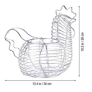 Hemoton Chicken Shaped Egg Holder Creative Iron Eggs Storage Basket Metal Wire Hen Egg Basket Vegetables Container Farmhouse Decor (Silver)