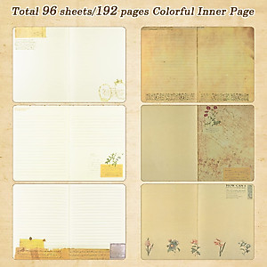 4 Pack Travel Journal, Journal for Women Men Gift, Vintage Journal with Retro Page for Writing, Hardcover Cute Notebook, Aesthetic Diary Notebook Junk Journal Set, Scrapbook Journal, 5.6" X 8.3"