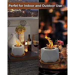 TOLOYE Tabletop Fire Pit, Portable Table Top Fire Pit Bowl Cement Alcohol Tabletop Fireplace for Indoor Outdoor S'Mores Maker Mini Fire Pit Smokeless Rubbing Burner Fire Bowl Gray