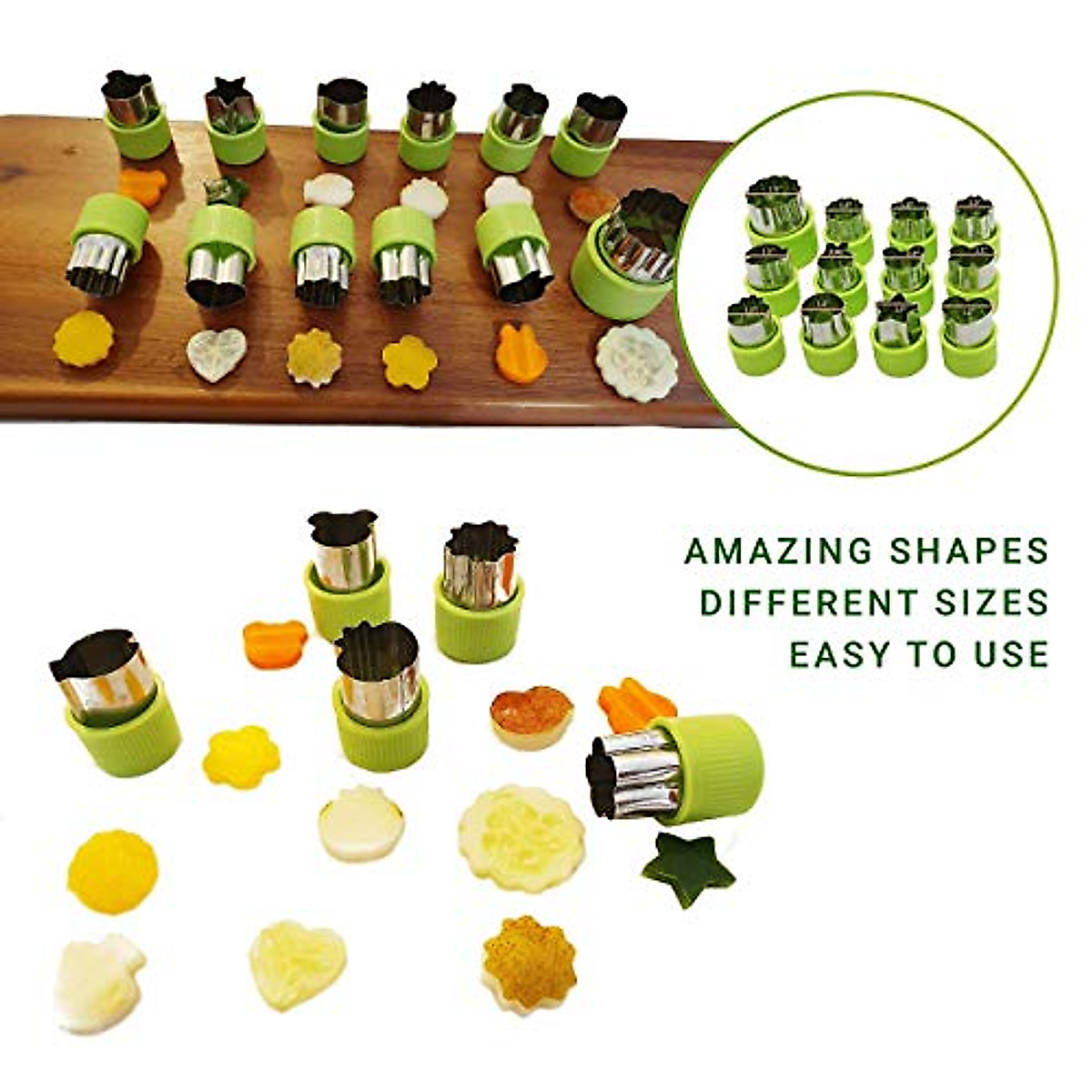 30 PCS Fruit slicer set Fruit Shape Cutters, mini Cookie Cutters, Apple Slicer, Avocado Cutter, Banana Slicer, Watermelon Cutter, melon baller, Carving Knife, vegetable cutters Carespot