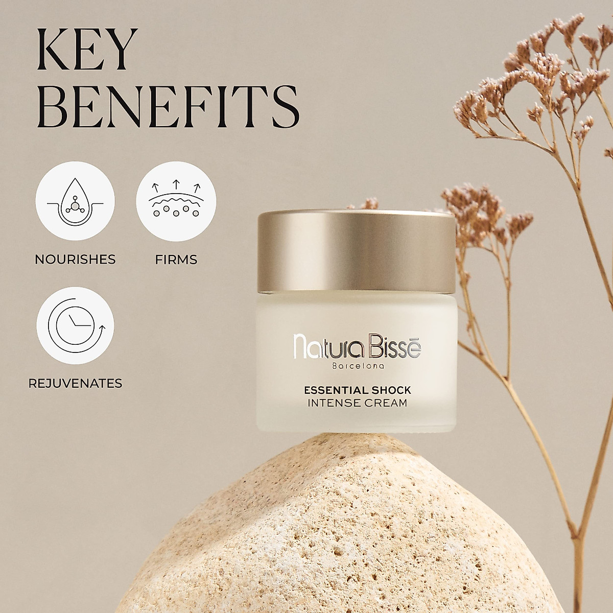 Natura Bissé Essential Shock Intense Cream | Rich Firming Face Cream | Nourishes, Firms & Rejuvenates | For dry & normal skin, 2.5 Oz