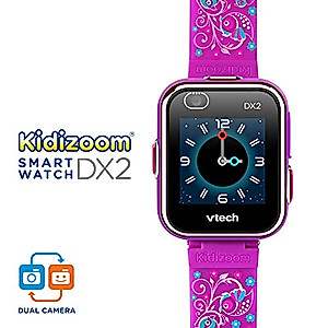 VTech KidiZoom Smartwatch DX2, Special Edition Floral Birds with Bonus, Pedometer, Vivid Violet Wristband