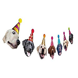 Dogs Birthday Garland, Funny Labrador Face Portrait Birthday Banner, Dog Bday Bunting Decoration