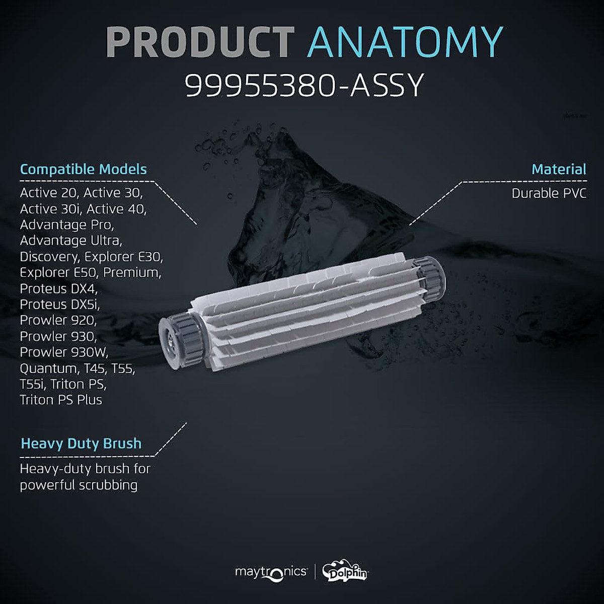 Dolphin Genuine Replacement Part — Rear Grey Brush Kit — 99955380-ASSY