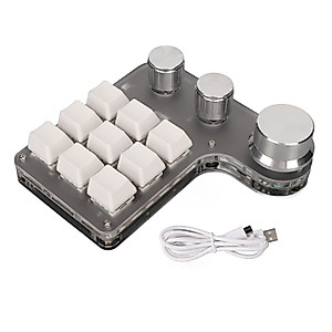 TOPINCN Mini Gaming Keyboard, 9 Keys 3 Buttons Mini Custom Keyboard for Video Editing (White)