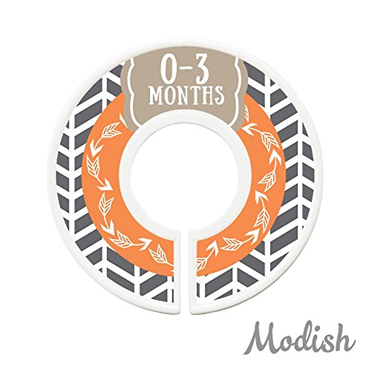 Modish Labels Baby Clothes Size Dividers, Baby Closet Organizers, Closet Size Dividers, Baby Closet Organizers, Clothes Organizer, Neutral, Boy, Woodland, Arrows, Nordic, Boho, Tan, Orange (Baby)