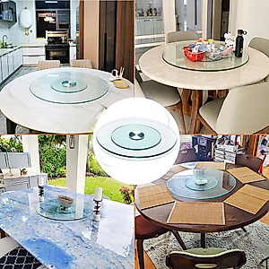 EMENAR 20in Dining Table Lazy Susan Turntable Tempered Glass Lazy Susan Transparent Round Rotating Tray Kitchen Serving Plate For Tabletop (Size : 60cm/24in)