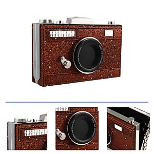 TENDYCOCO Camera Shaped Crossbody Bag Wide Shoulder Bag Square Bag Camera Bling Purse Unique Design for Daily Storage