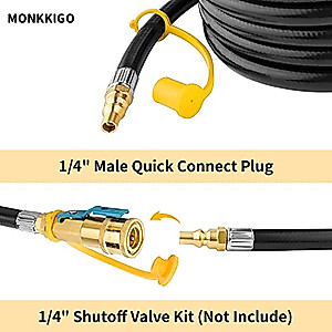 12 FT Propane Quick Connect Hose for RV to Gas Grill, 1/4" Quick Connect Hose Converter Replacement for 1 LB Throwaway Bottle Connects 1 LB Portable Appliance to RV 1/4" Female Quick Disconnect