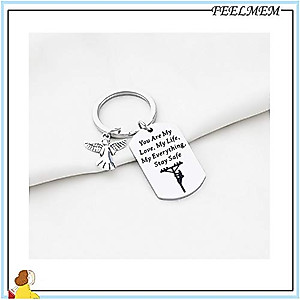 FEELMEM Lineman Prayer Keychain Stay Safe Gift from Lineman Wife Girlfriend Lineworker Electric Cable Lineman Be Safe Gifts