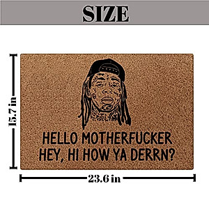 BinHang Indoor Welcome Mat, Door Mats Indoor Entrance Hello Motherfucker Hey, Hi How Ya Derrn Faux Coir Easy to Maintain Environmentally Friendly (23.6"X15.7")