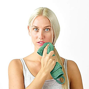 Makeup Remover Microfiber Face Cloths 2 pack, Reusable, 6 Hair Ties (2 Count, Seafoam)
