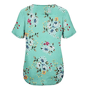 Womens Tops Hide Belly Tunic 2022 Summer Short Sleeve T Shirts Long Flowy Tshirt Casual Dressy Blouses to Wear with Leggings Mint Green