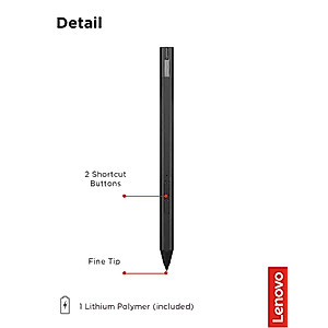 Lenovo Precision Pen 2 (Laptop) – USB-C Charging – Tilt Recognition – Pen is Only Compatible with Certain Devices, Iron Grey