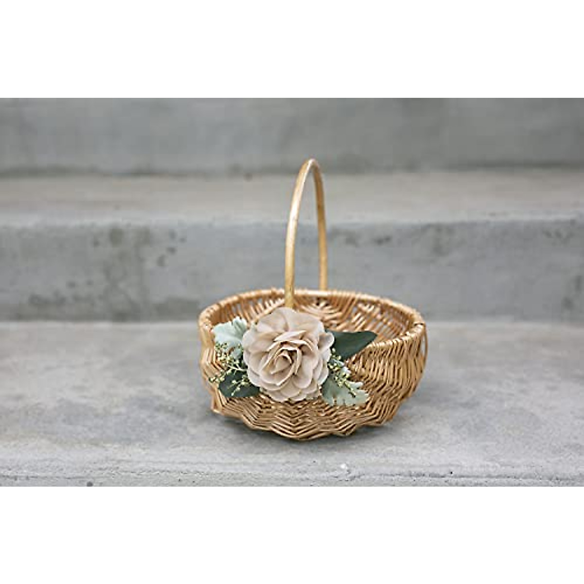 Willow Flower Girl Basket - Rustic Wood Flower Girl Basket - Country Wedding Basket w/Greenery Decor - Rattan Gift Basket by Ragga Wedding