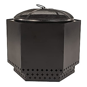Dragonfire Smokeless Firepit, Accessories Included: Spark Screen, Base Stand, and Weatherproof Cover. Wood Pellet/Log Burning Large Outdoor Fire pit. Matte Black Finish, 23.5 Inch Backyard Patio Size.