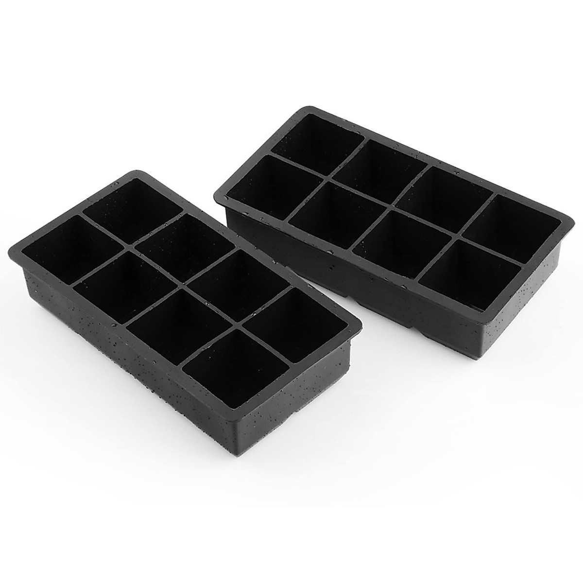 Samuelworld Large Silicone Ice Cube Tray Molds, 2-Pack, Big 2 Inch Cubes - Food Grade, Flexible, 8 Cavity Easy Release Slow Melting Ice for Whiskey, Cocktails, Gifts & Christmas - Black