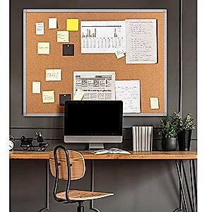 BIBOC Cork Bulletin Board,Felt Board, Pin Board, Notice Board, Memo Board for Homes or Offices,18 X 24 Inches, Silver Aluminium Frame