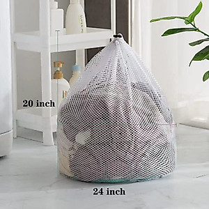 YiTLL Mesh Laundry Bags with Drawstring Closure for College,Travelling,Factories,Machine Washable (1 Medium 1 Small)