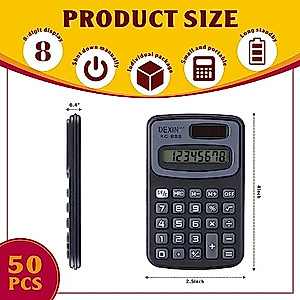 Zuhal 50 Pcs Mini Calculator Pocket Size Calculator Bulk, 4 Function Calculator Small Battery Powered 8 Digit Display Basic Calculator with Button Battery for Office Home School Teacher Students